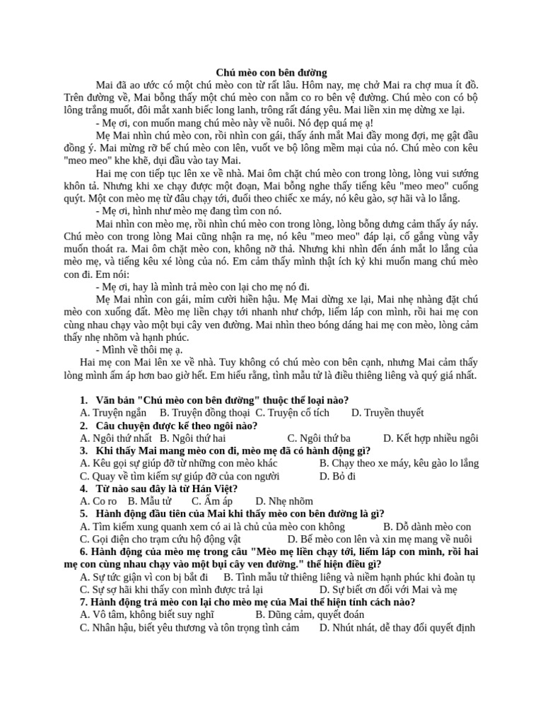 Chú mèo con bên đường 6a4 | PDF