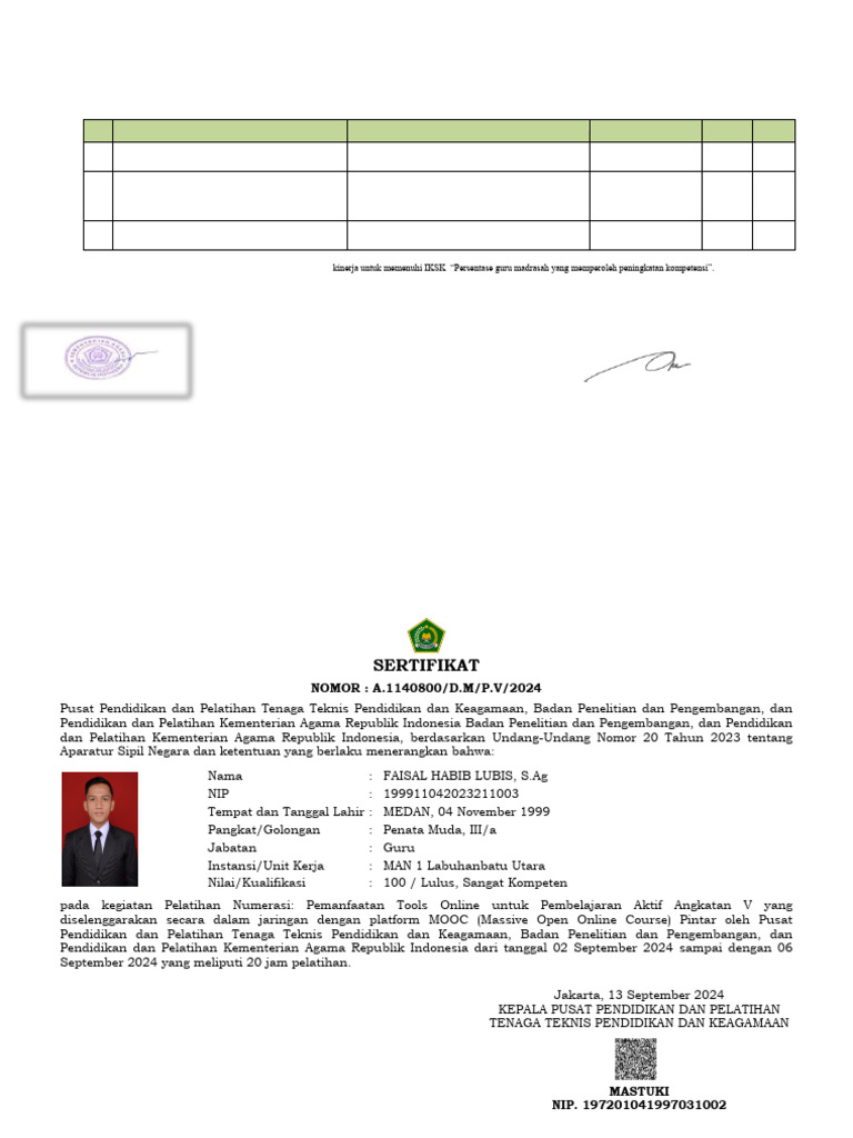 TABEL REKAPITULASI KOMPETENSI GURU | PDF