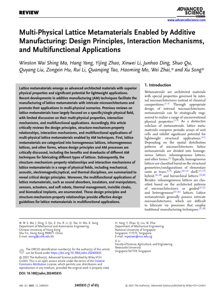 Multi-Physical Lattice Metamaterials Enabled by Ad | PDF | Metamaterial ...