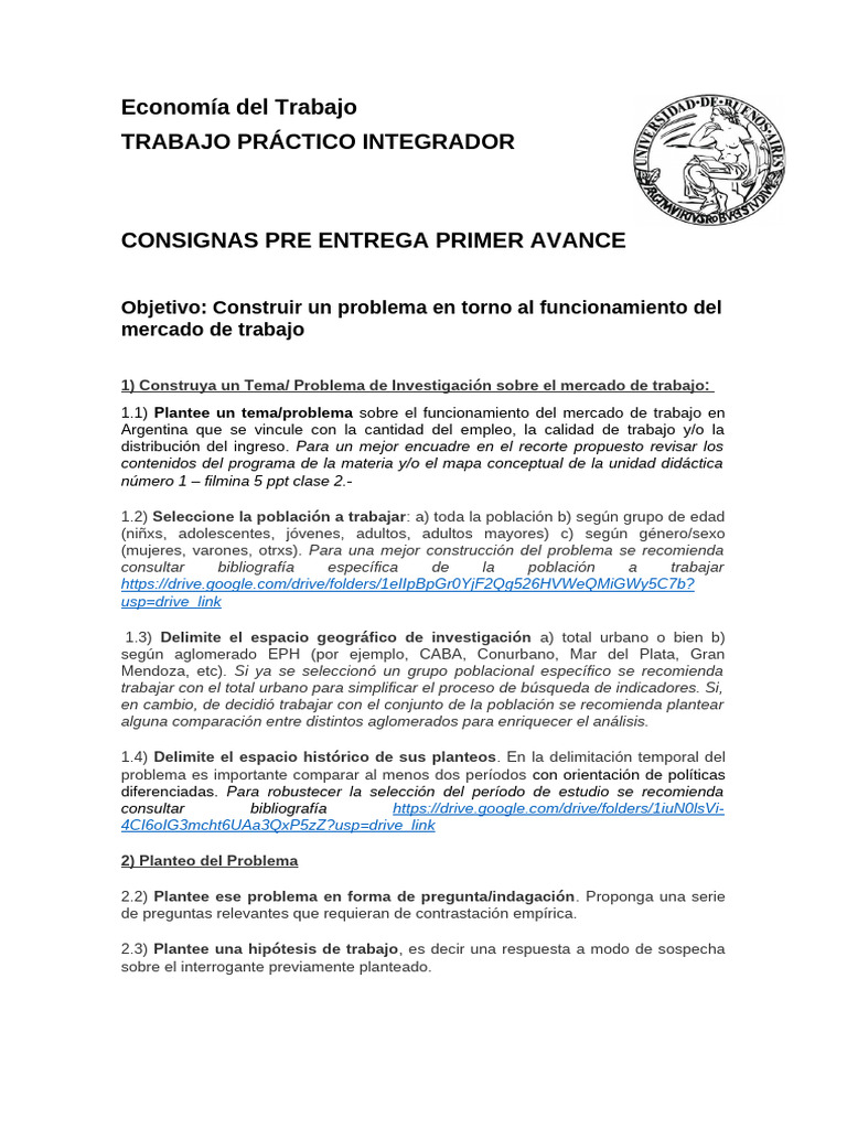 1 - Consignas TP - Pre Entrega Primer Avance 1er Cuatrimestre 2025 | PDF