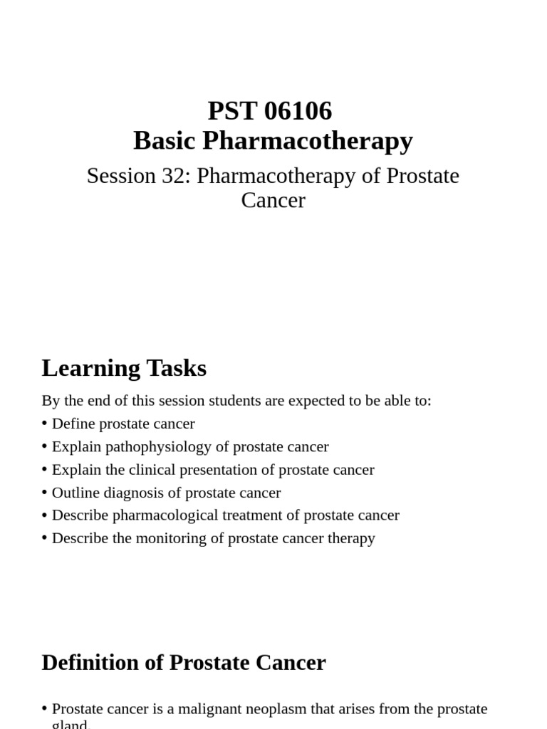 Session 32-Pharmacotherapy of Prostate Cancer | PDF | Prostate Cancer ...