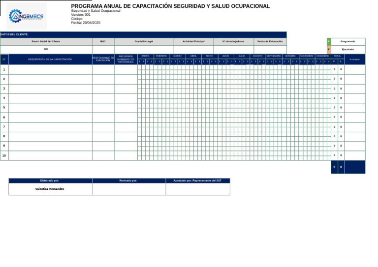 Programa Anual de Capacitacion y Entrenamiento SST | PDF