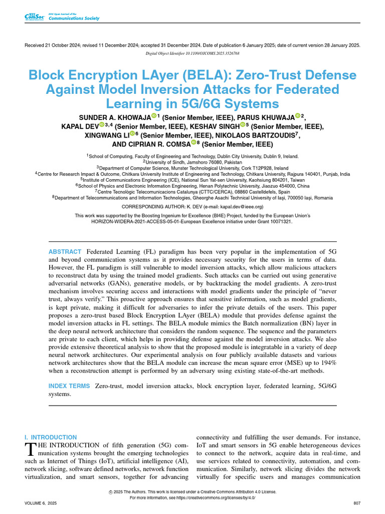 Block Encryption LAyer BELA Zero-Trust Defense Against Model Inversion ...
