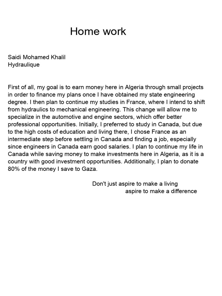 Khalil Saidi's Career and Philanthropy Plans | PDF