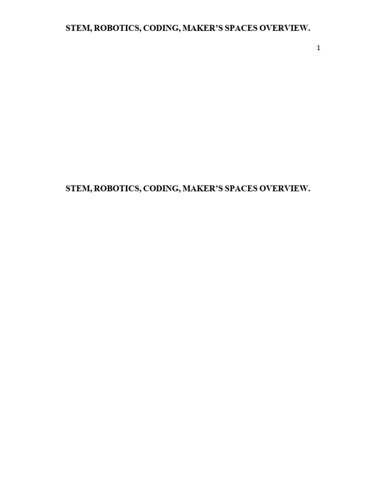 STEM, Robotics, Coding, and Maker's Spaces Overview | PDF | Science, Technology, Engineering ...