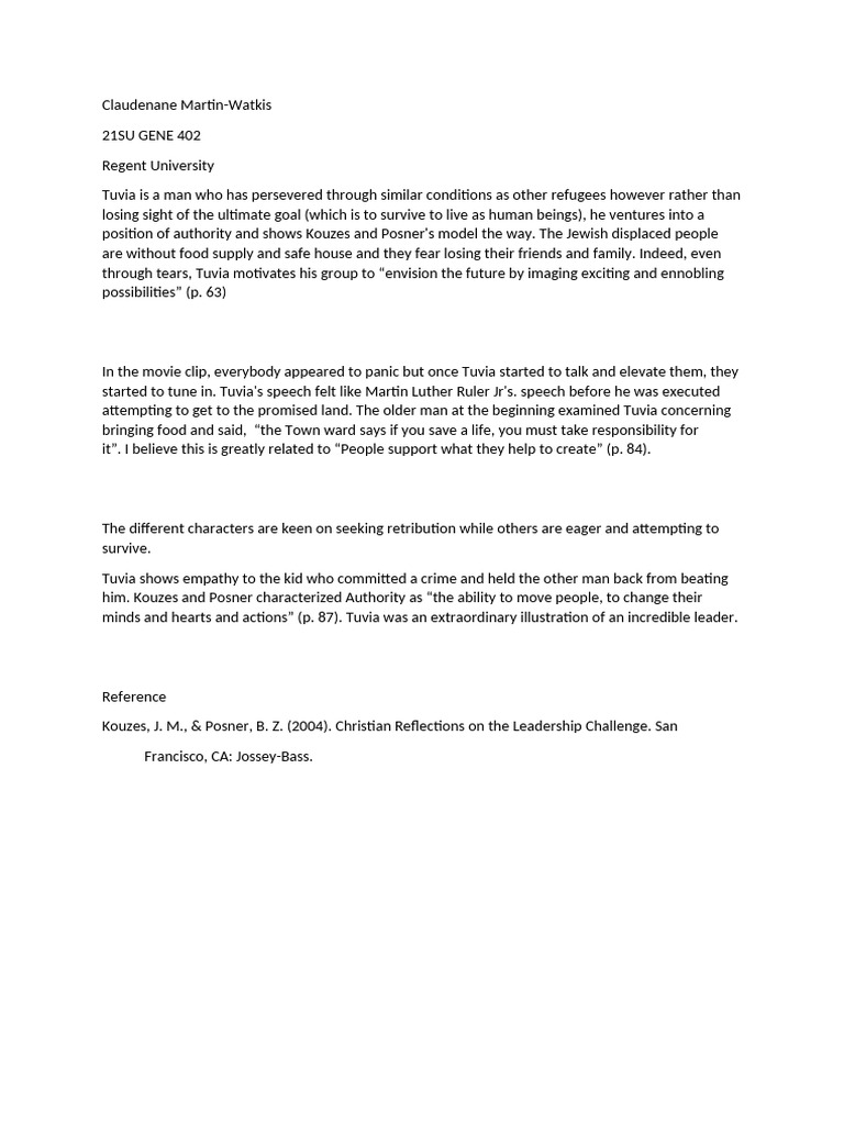 Tuvia: A Model of Resilient Leadership | PDF