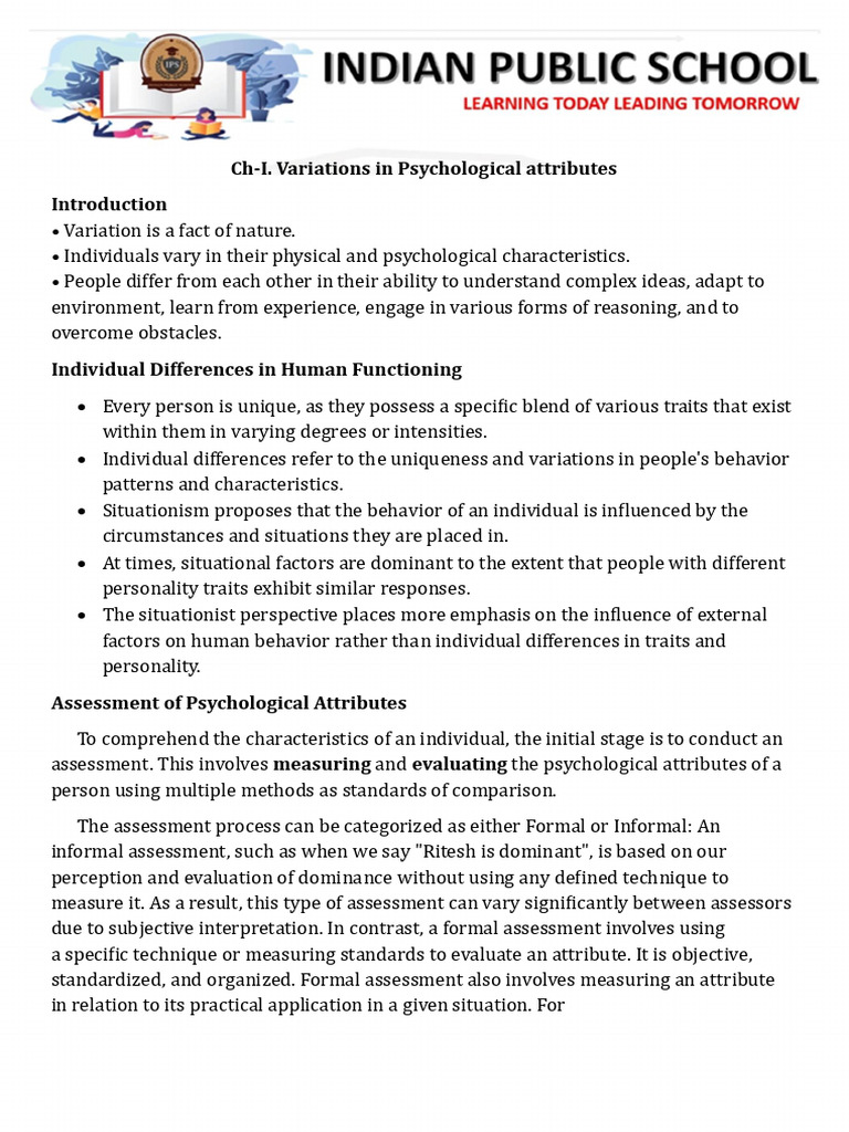Variations in psychological attribute | PDF | Intelligence | Psychology