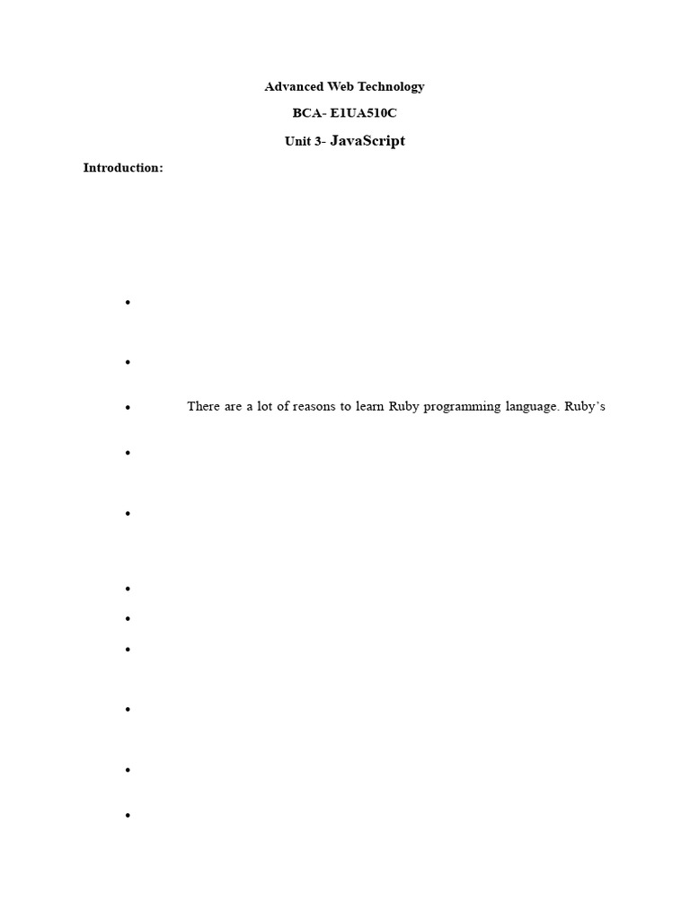 Unit 3 BCA Advanced Web Technology | PDF | Java Script | Dynamic Web Page