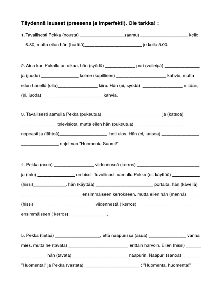 Preesens Ja Imperfekti + KÄYDÄ | PDF