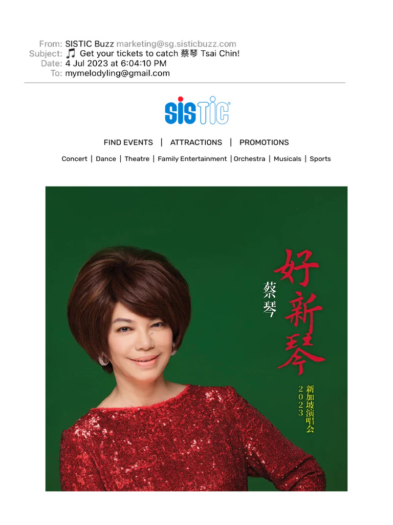 ? Get your tickets to catch 蔡琴 Tsai Chin! | PDF