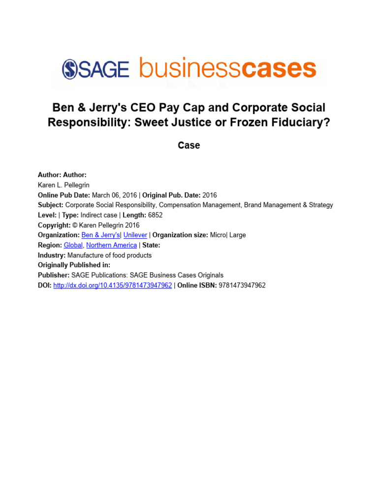 Case Study - Bens and Jerrys | PDF | Corporate Social Responsibility ...