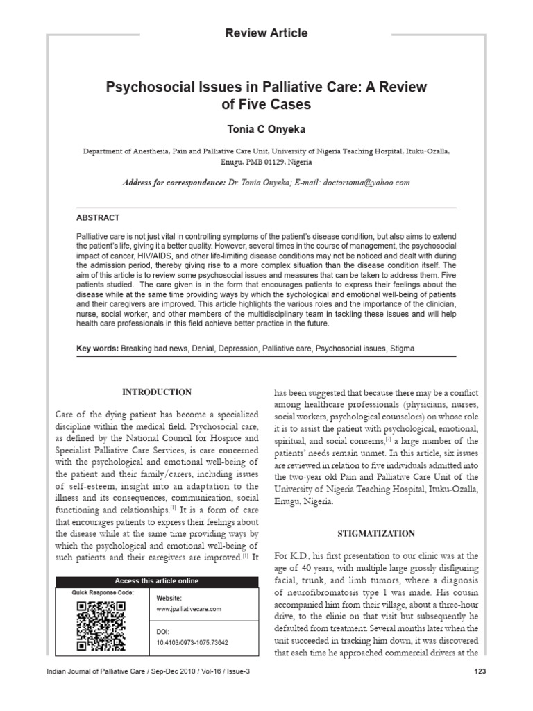 Psychosocial Challenges in Palliative Care | PDF | Palliative Care ...