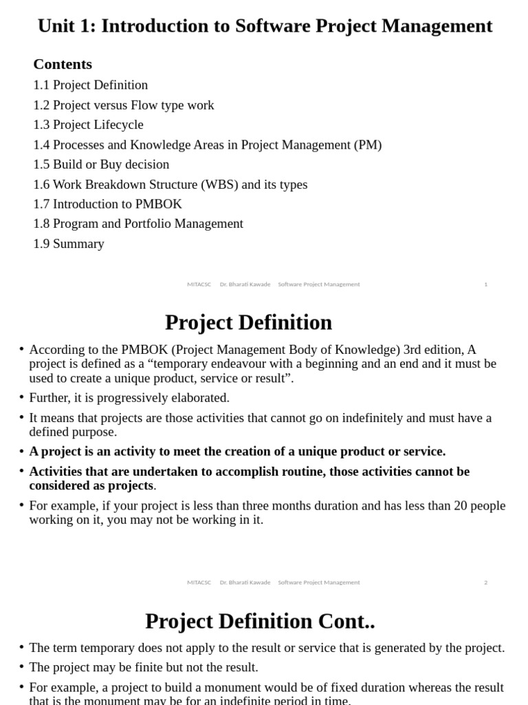 Unit1 Introduction To SPM Part 1 | PDF | Project Management | Business