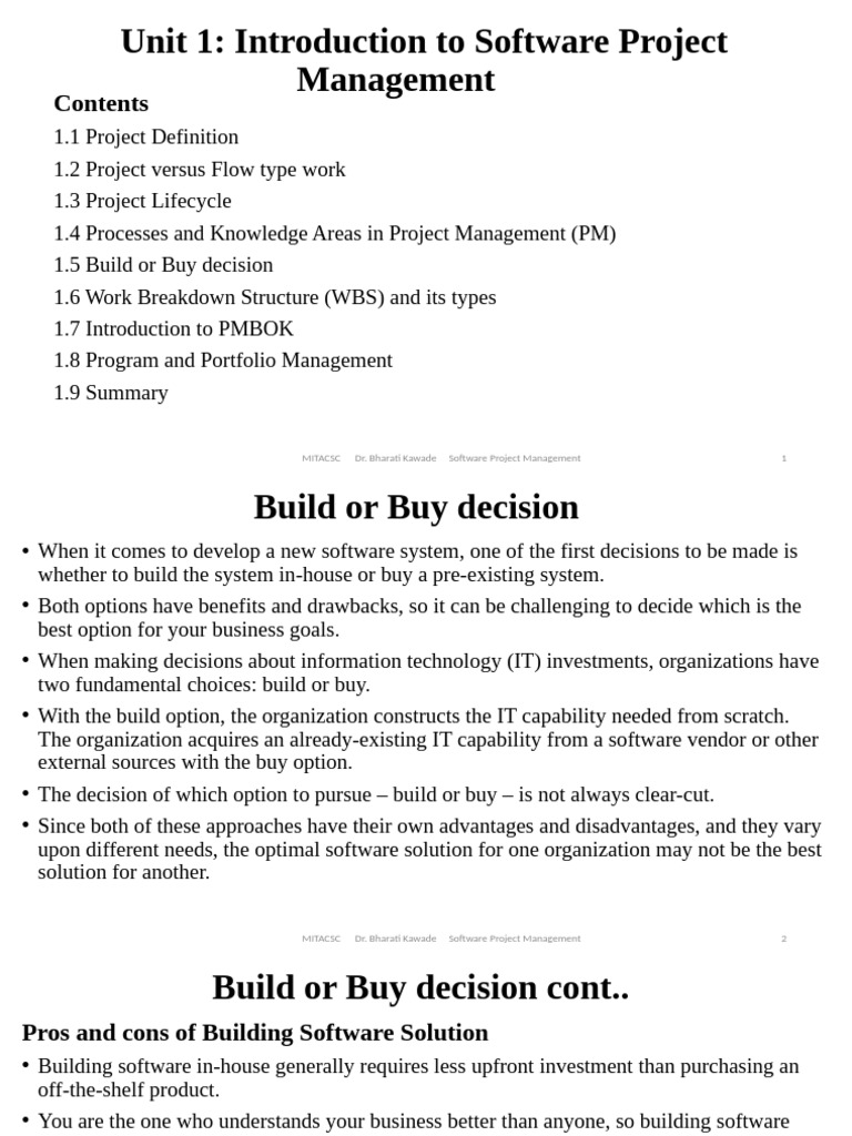 Unit1 Introduction To SPM Part 2 | PDF | Project Management | Strategic Management
