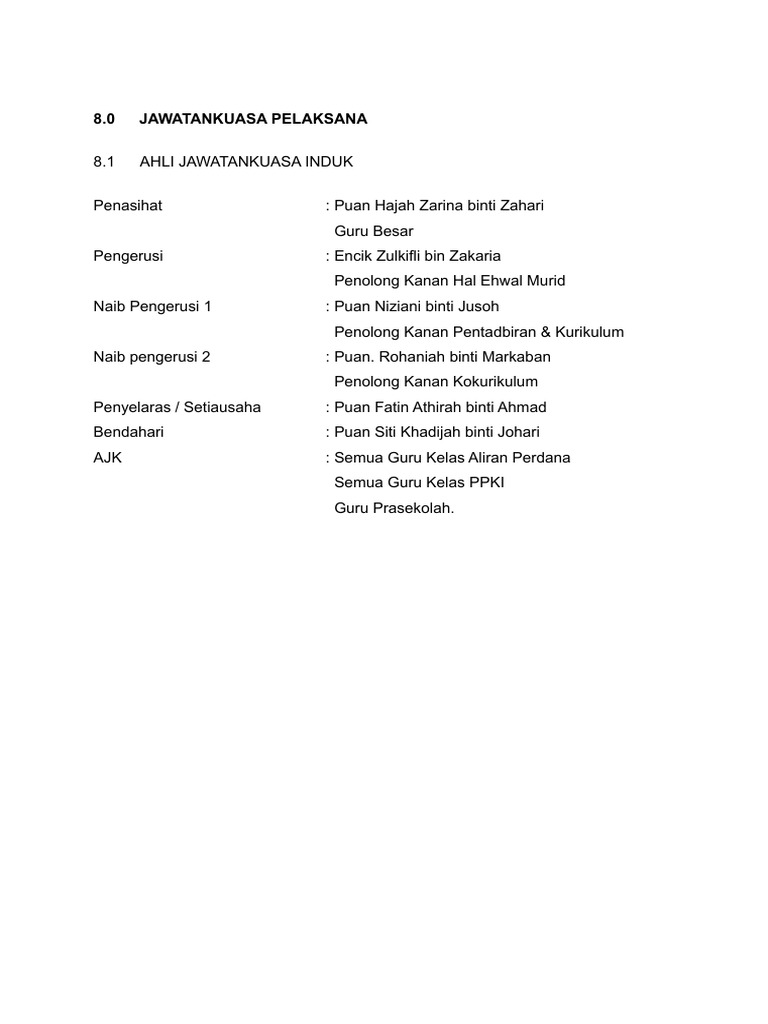 JAWATANKUASA HARI SUAL KENAL TAHUN 1 | PDF