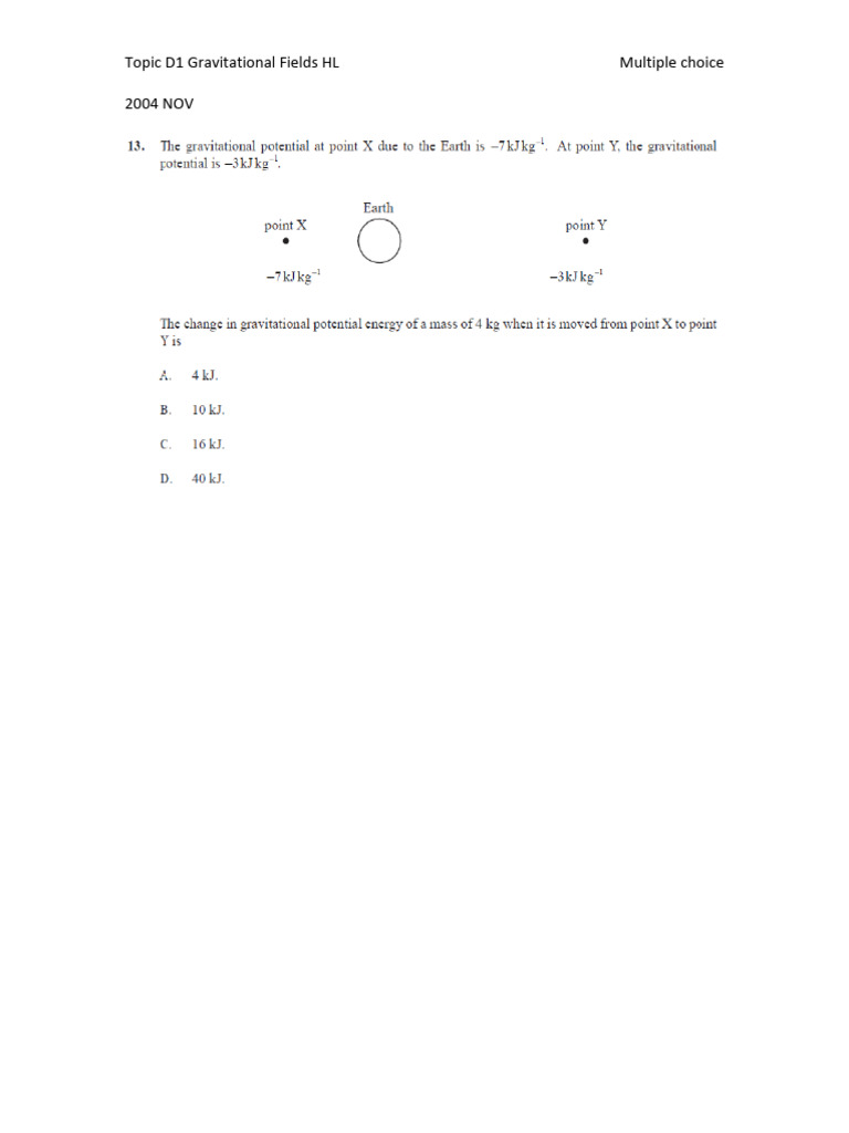 D1 Gravitational Fields HL (2000-2004) MC | PDF