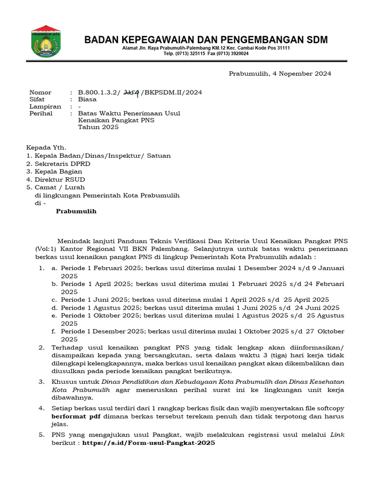 Surat Edaran Kenaikan Pangkat 2025 | PDF