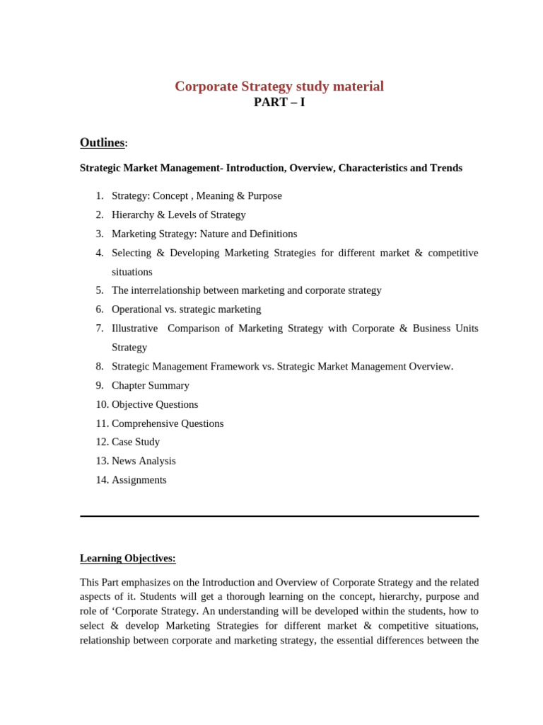 Strategic Management Overview Guide | PDF | Strategic Management ...
