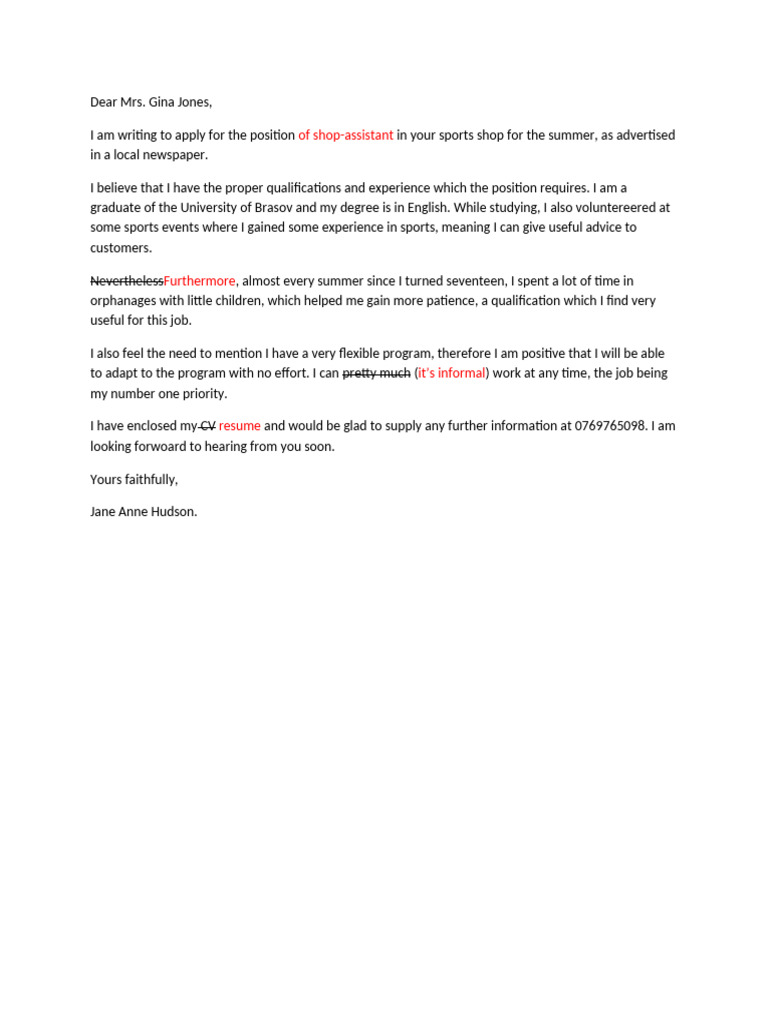 Application Letter b2 | PDF