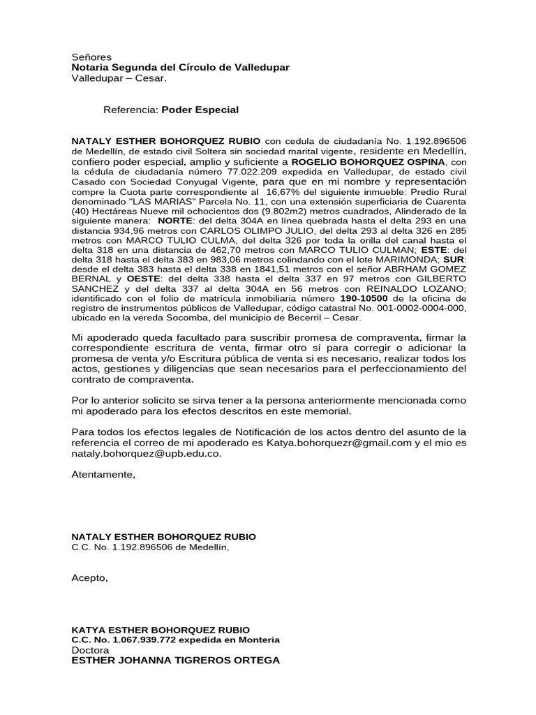 Poder Compraventa Hermanos Bohorquez Rubio | PDF