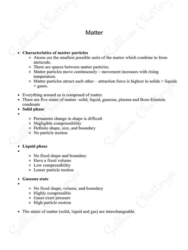 Matter - Physics - Class 6 | PDF