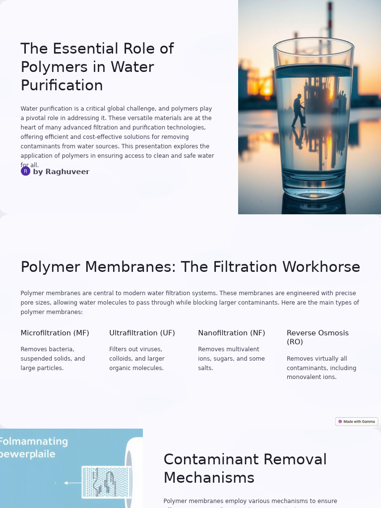 The Essential Role of Polymers in Water Purification | PDF | Membrane ...