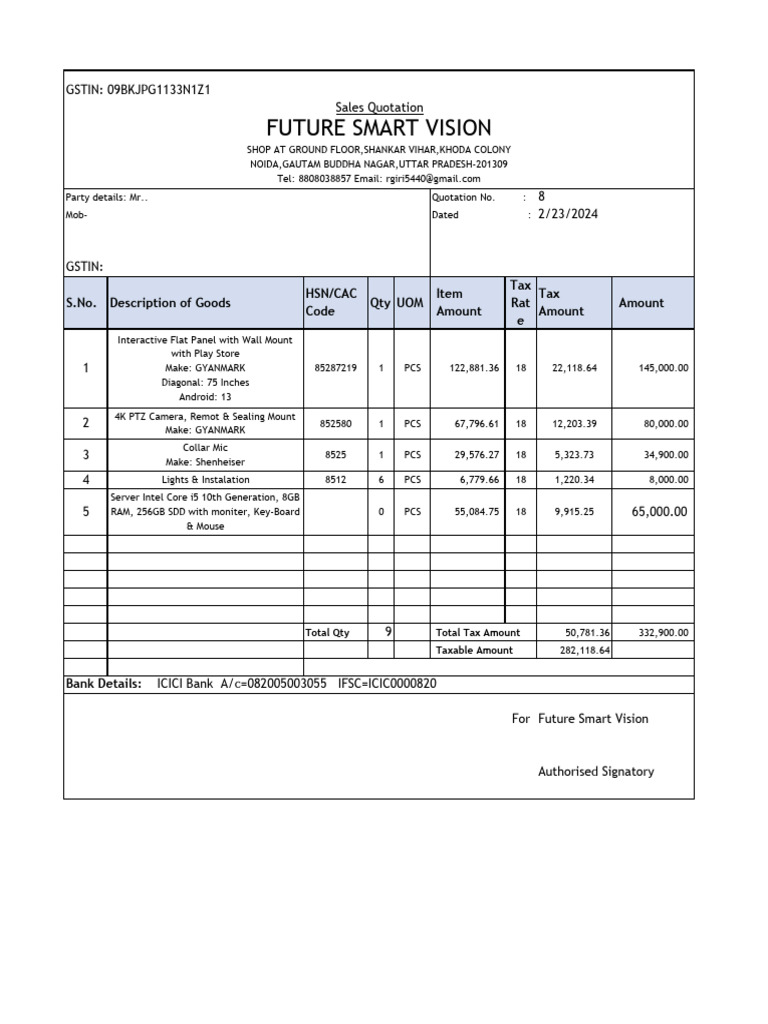 Studio Setup Quotation Format | PDF | Personal Computing | Computing