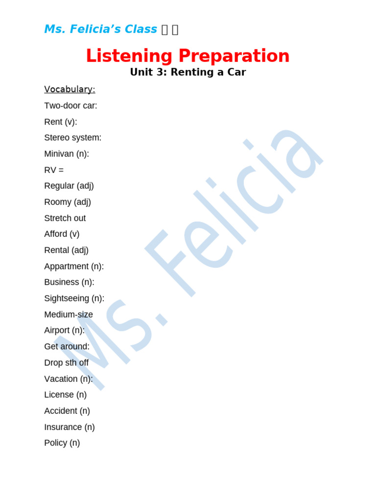 Listening Preparation - UNIT 3 | PDF