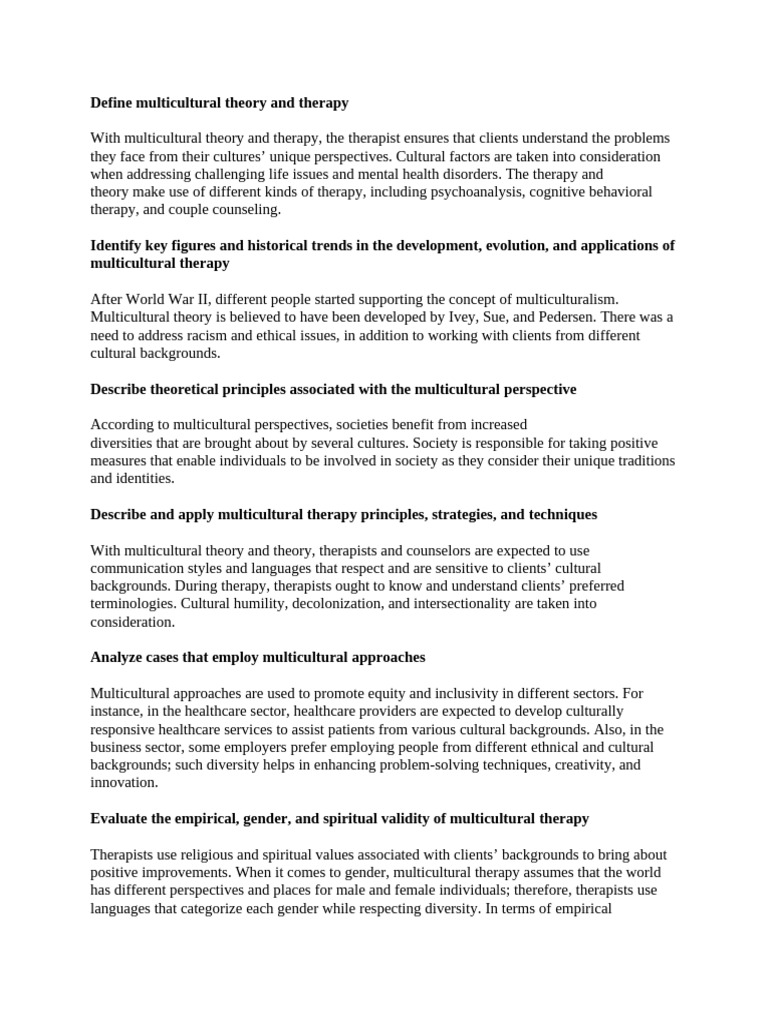 Multicultural Theory and Therapy | PDF | Psychotherapy | Multiculturalism