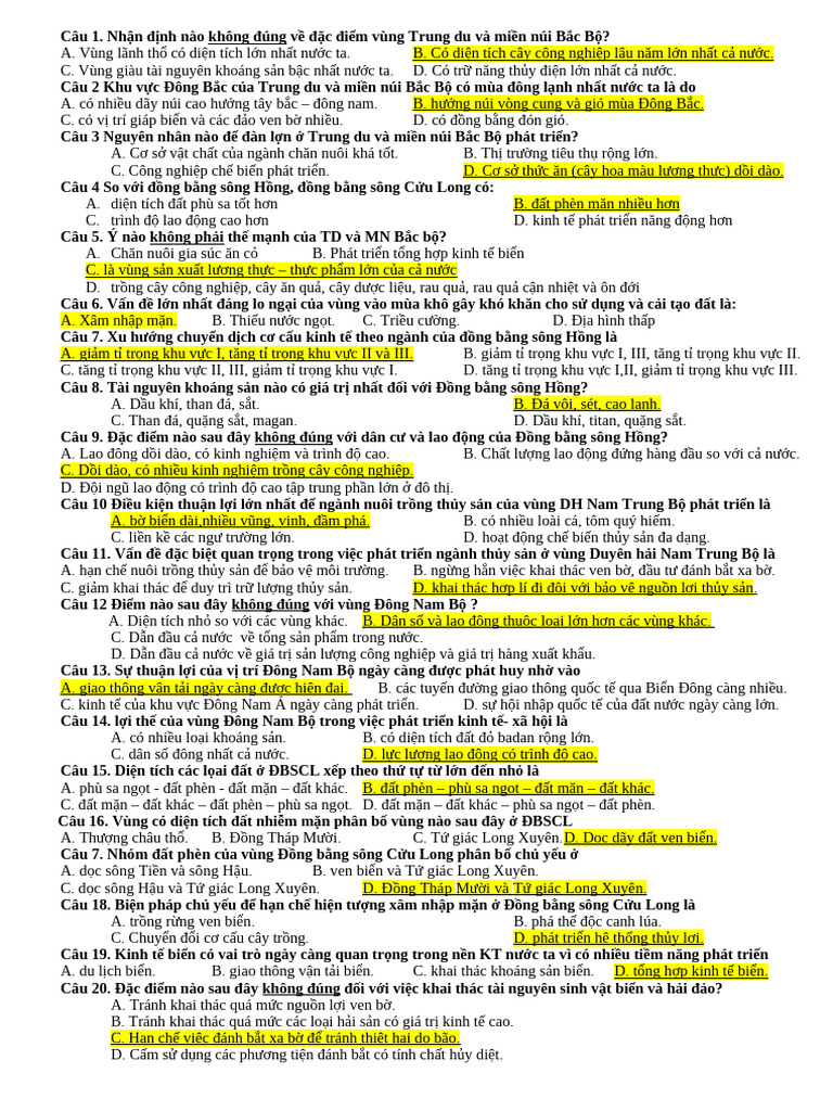 ĐỀ CƯƠNG THI HỌC KÌ II ĐỊA LÍ 12 KHTN | PDF