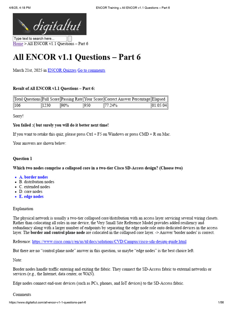 All ENCOR v1.1 Questions - Part 6 | PDF | Computer Network | Wi Fi