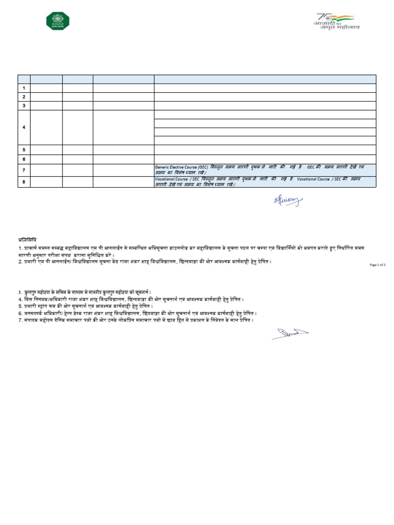 Time Table For BCA II Year July 2024 | PDF