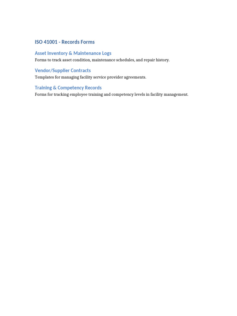 ISO 41001 Asset & Training Forms | PDF