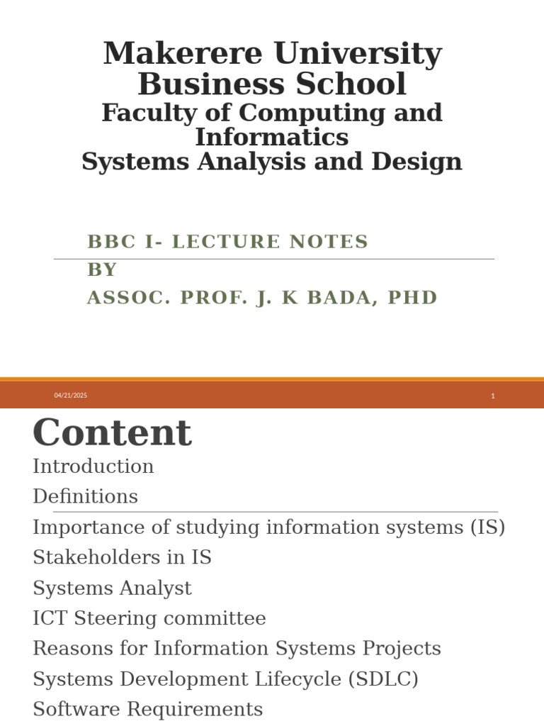 Lecture 1 BBC II Saad 2023 | PDF | Information System | System