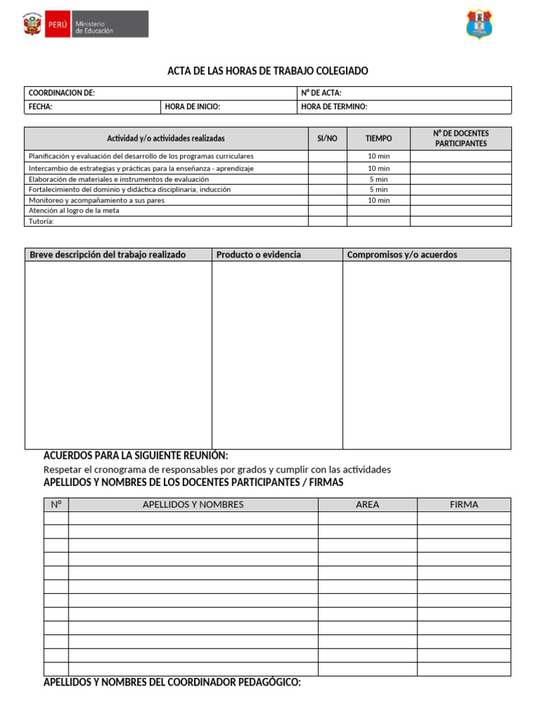 Acta Colegiado Modelo. | PDF