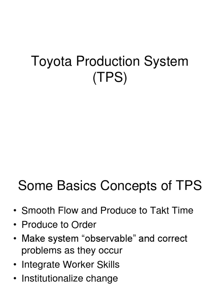 Toyota Production System (TPS) | PDF | Operations Management ...