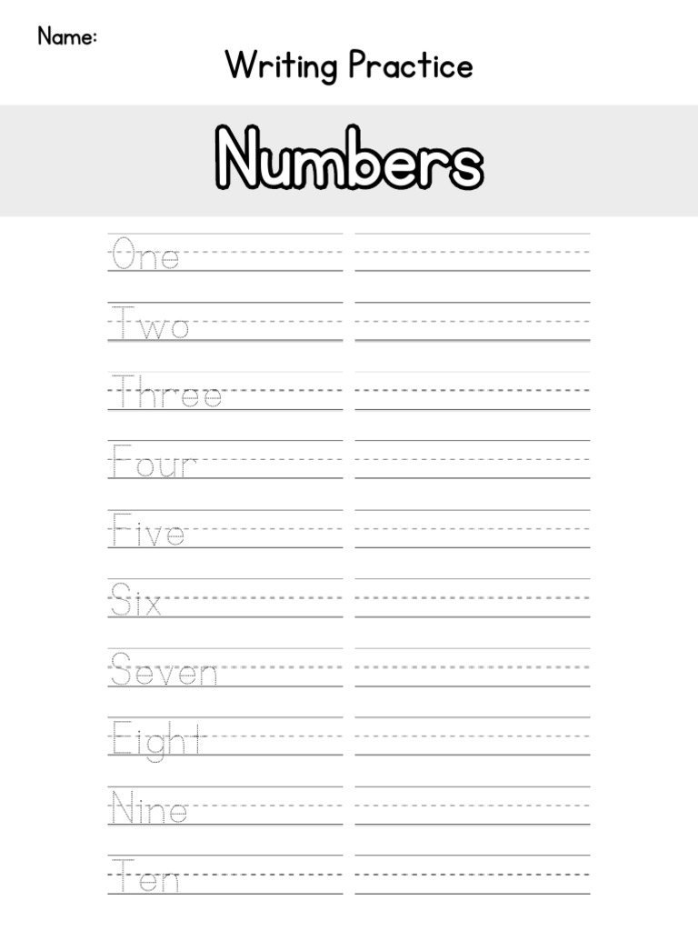 Numbers Writing Practice Worksheet in Purple and White Simple Style | PDF