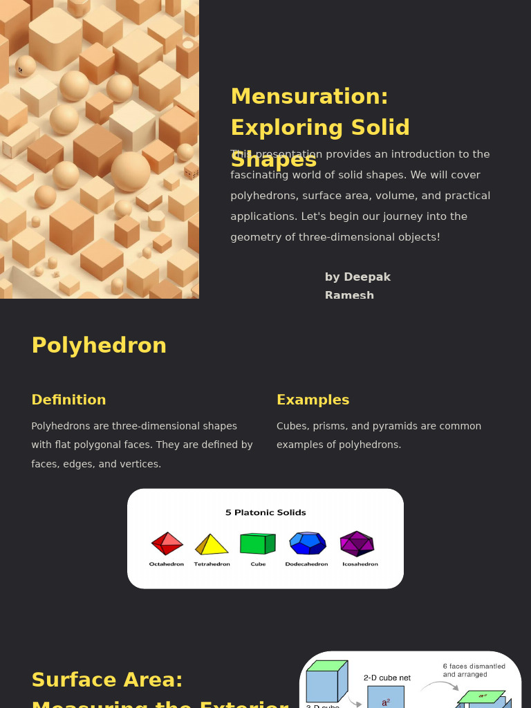 Mensuration Exploring Solid Shapes | PDF