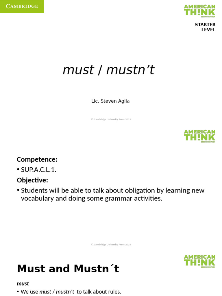 1 Grammar Presentation Must - Mustn T | PDF | Language Mechanics | Syntax