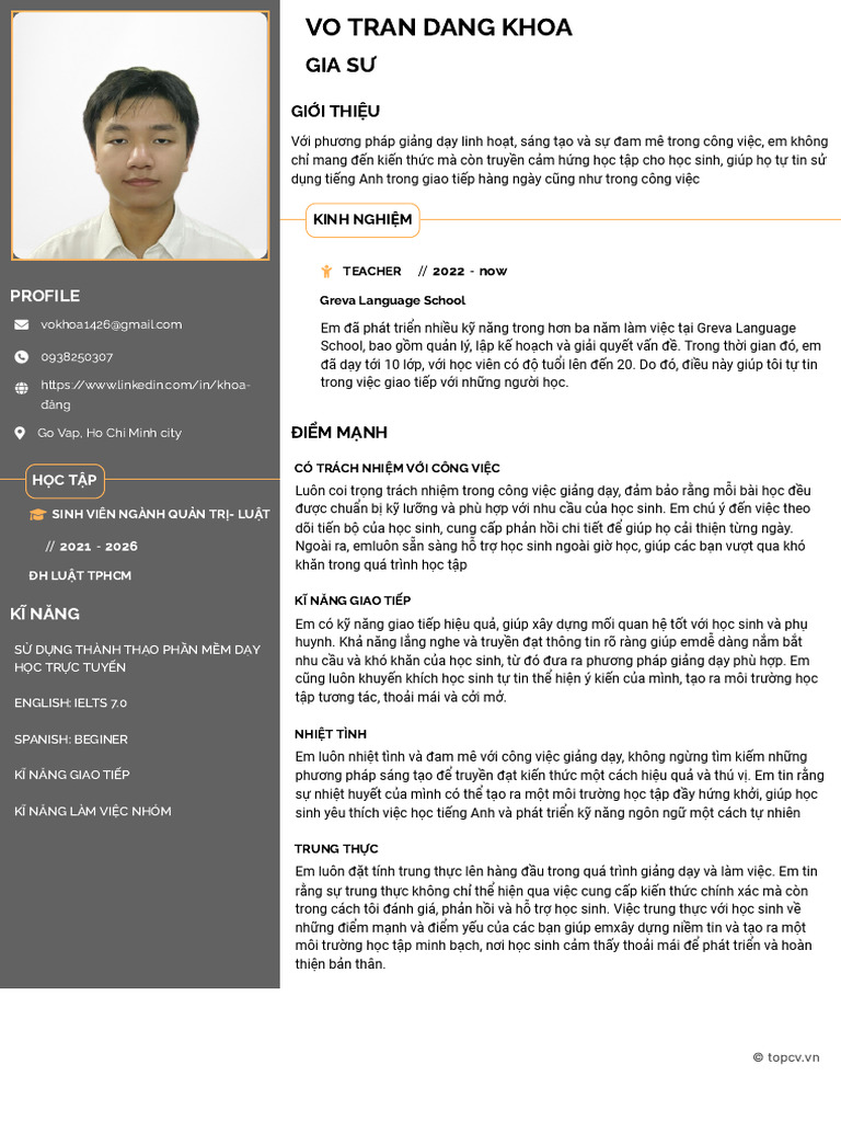 Vo Tran Dang Khoa | PDF