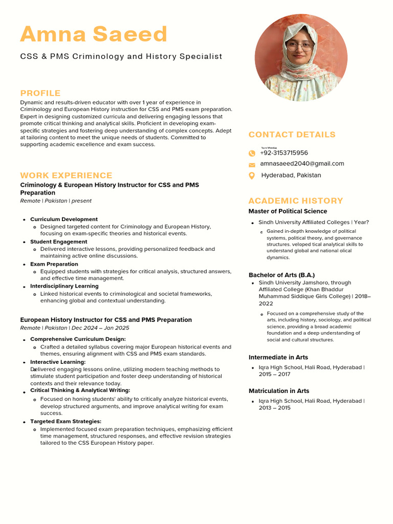 Amna Saeed Resume PDF | PDF | Critical Thinking | Curriculum