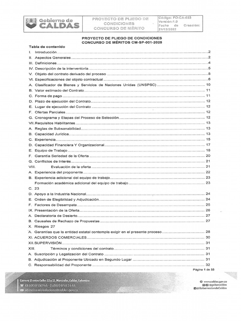 Proyecto de Pliegos 001 | PDF
