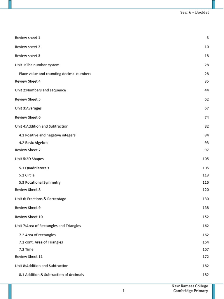 Year 6 - Maths Booklet Part 1 | PDF | Geometry | Elementary Geometry