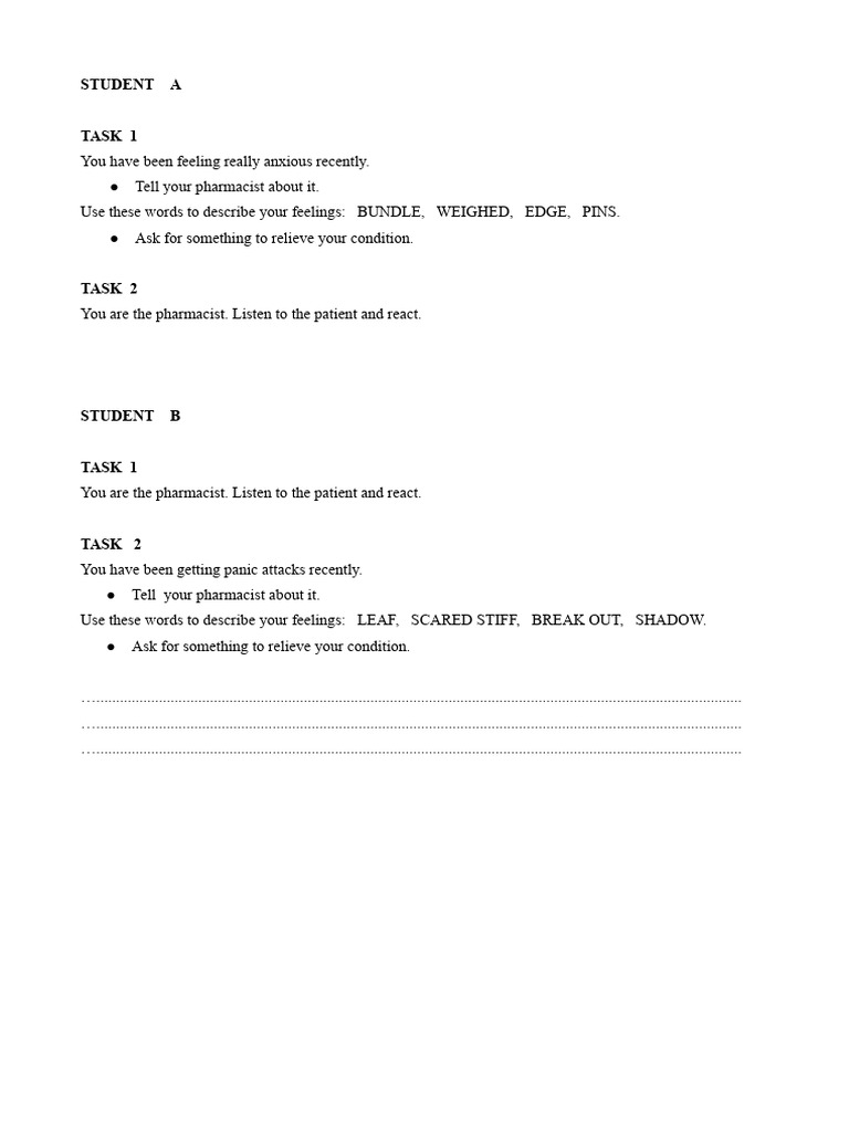 C3 Task 3 Anxiety & Idioms Roleplay | PDF