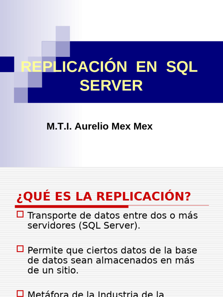 269291962-REPLICACION-EN-SQL-SERVER-ppt | PDF | Servidor SQL de Microsoft | Bases de datos
