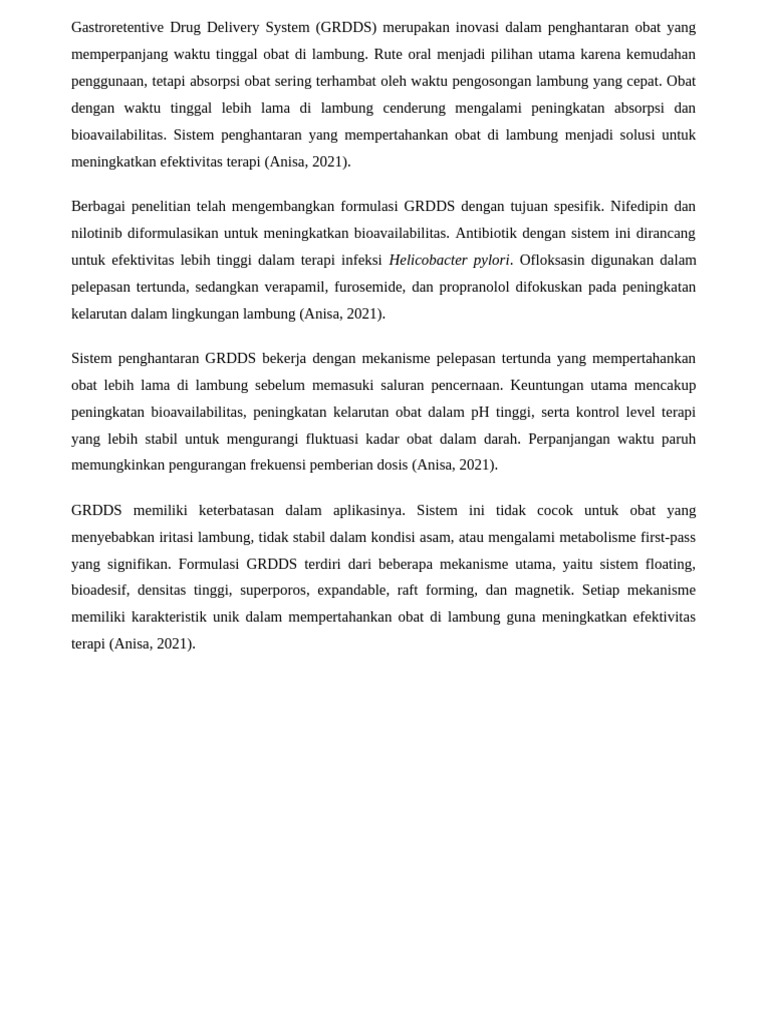 Gastroretentive Drug Delivery System | PDF