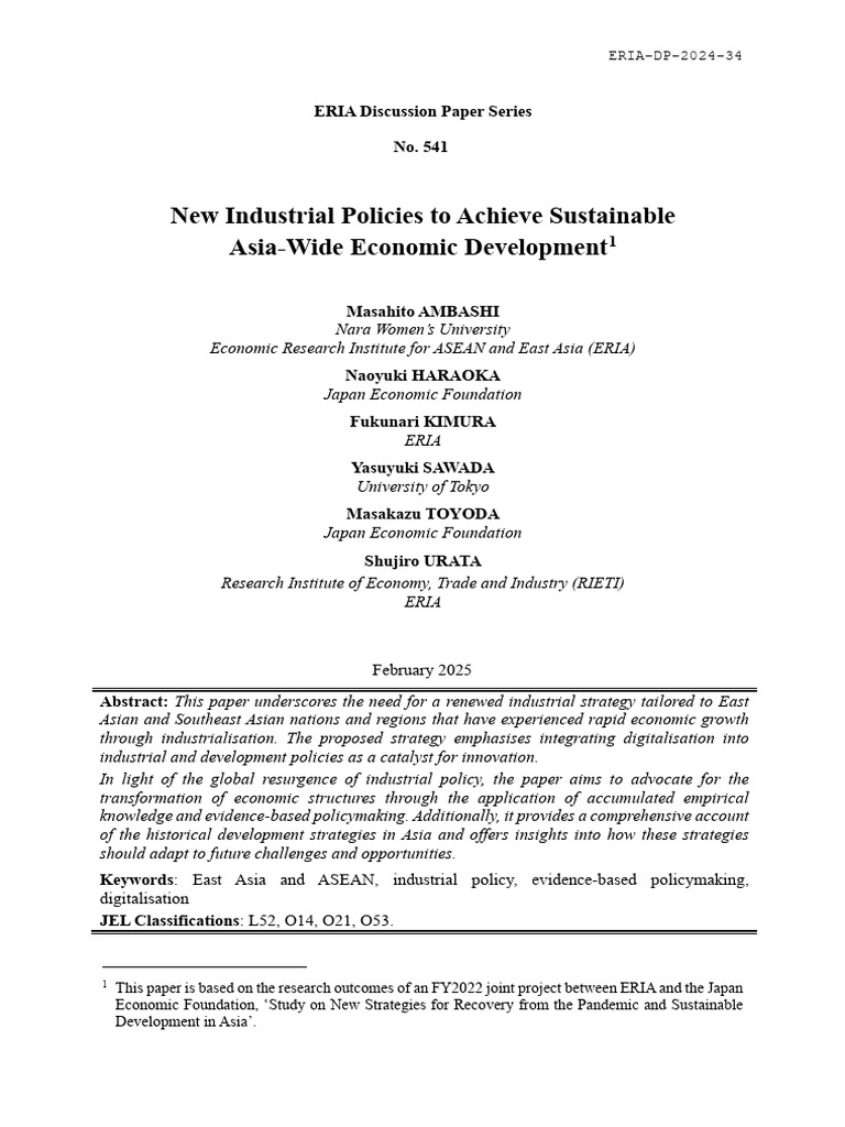 New Industrial Policies To Achieve Sustainable Asia Wide Economic ...