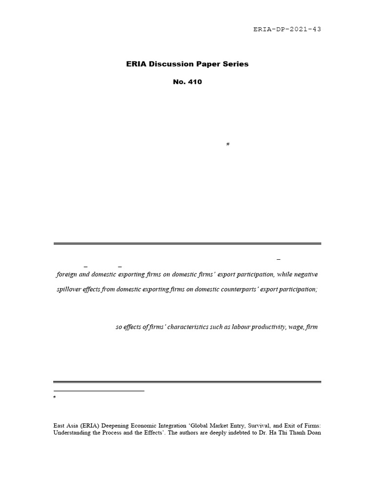 Spillover Effects on Vietnam's Exports | PDF | Foreign Direct ...