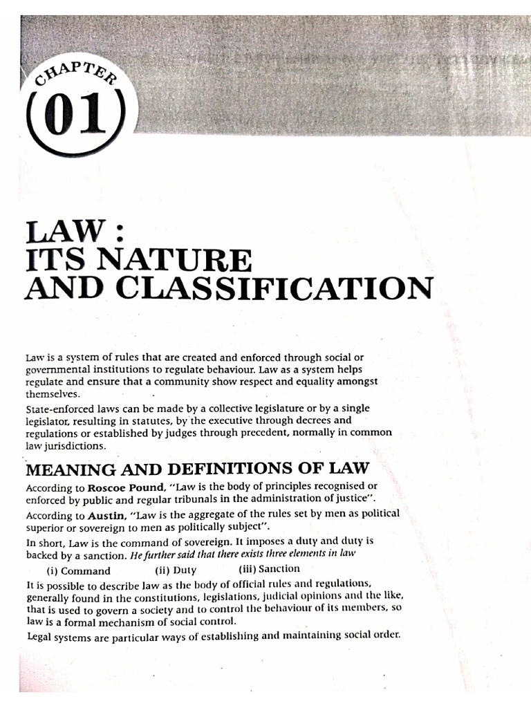 Clat Law Nature And Classification Pdf