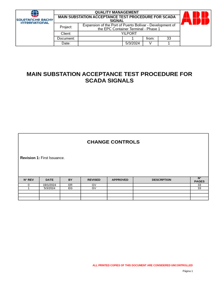SCADA Cabinet Acceptance Testing Guide | PDF | Mains Electricity ...